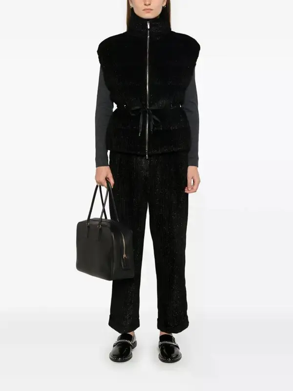Peserico Corduroy Gilet With Metallic Threading - Black