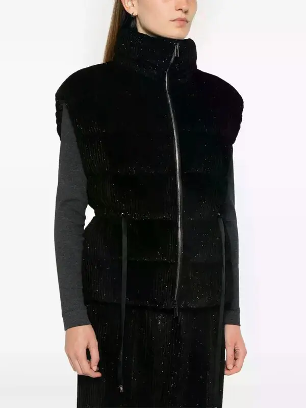Peserico Corduroy Gilet With Metallic Threading - Black