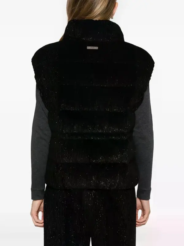 Peserico Corduroy Gilet With Metallic Threading - Black