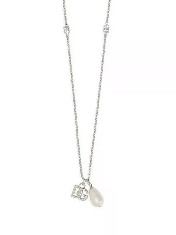 Dolce & Gabbana Logo-plaque Pearl-pendant Necklace
