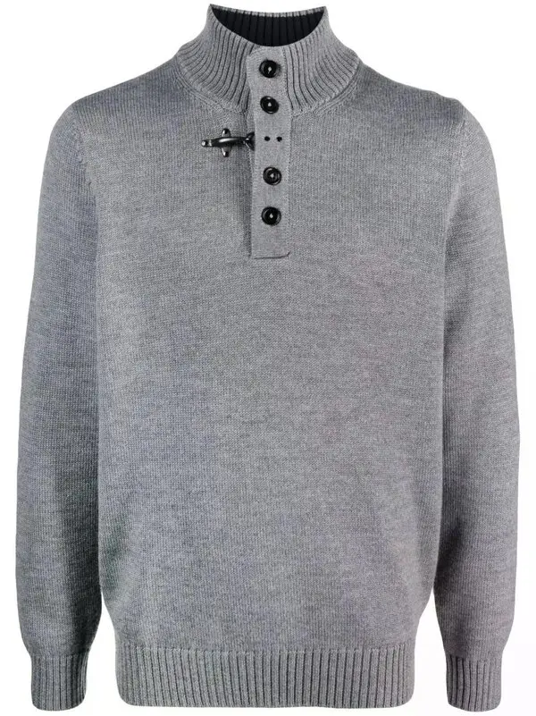 FAY Mock-neck Wool Sweater - Grey