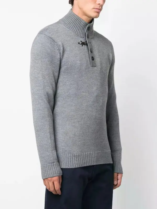 FAY Mock-neck Wool Sweater - Grey