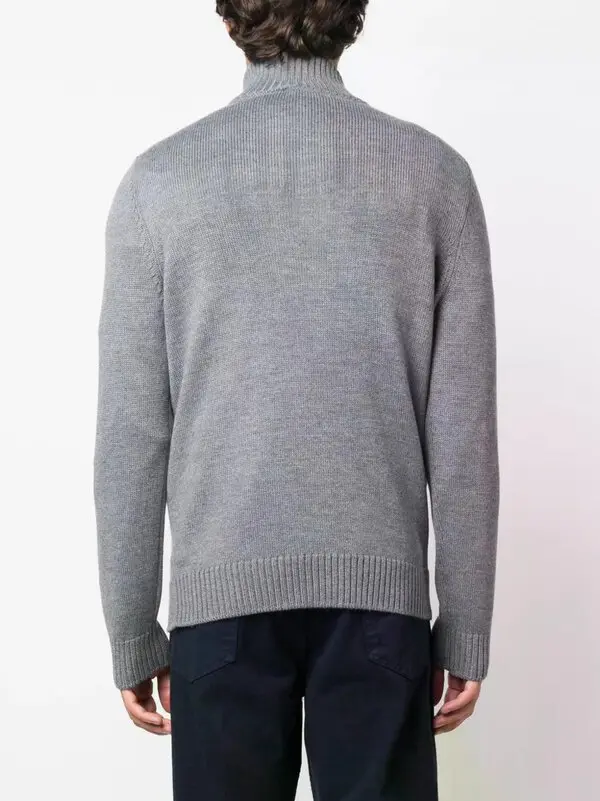 FAY Mock-neck Wool Sweater - Grey
