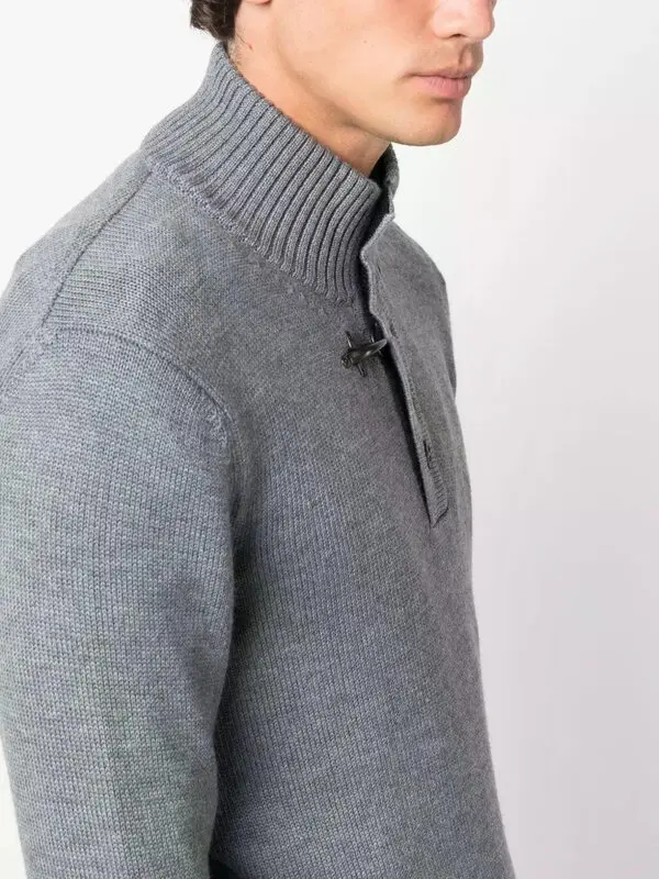 FAY Mock-neck Wool Sweater - Grey