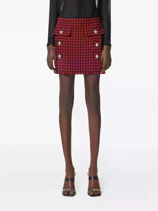 Versace Tweed Pencil Skirt With Medusa Head Buttons