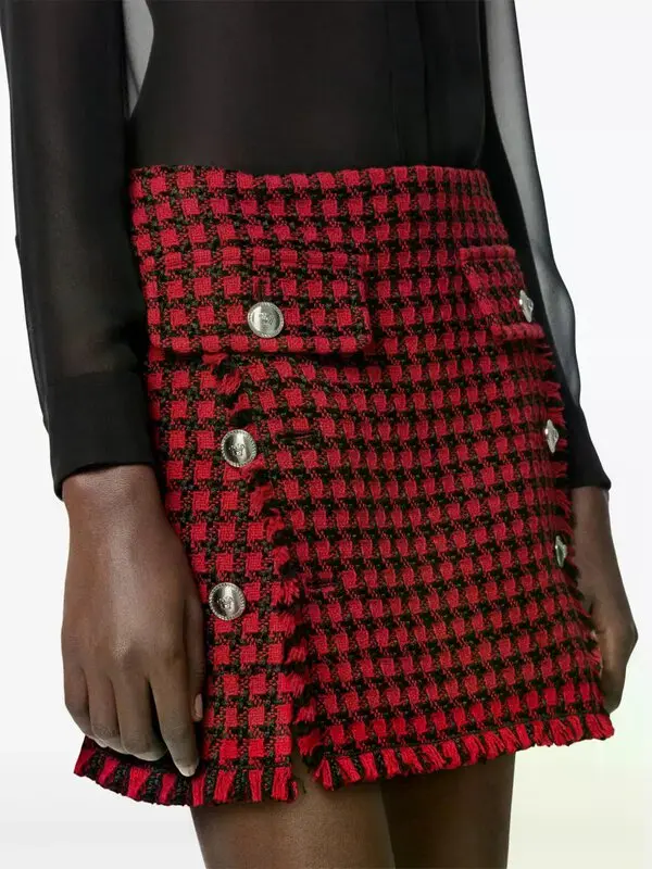 Versace Tweed Pencil Skirt With Medusa Head Buttons