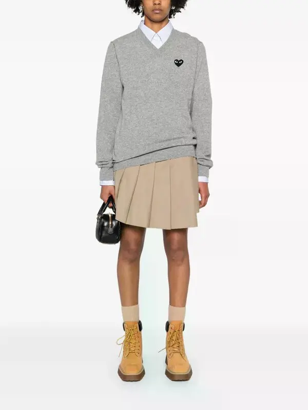 Play Comme Des Garcon Mélange-effect Wool Jumper - Grey