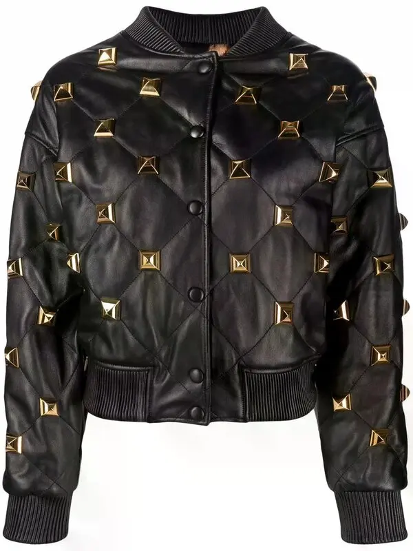Philipp Plein Studded Quilted Bomber Jacket - Black