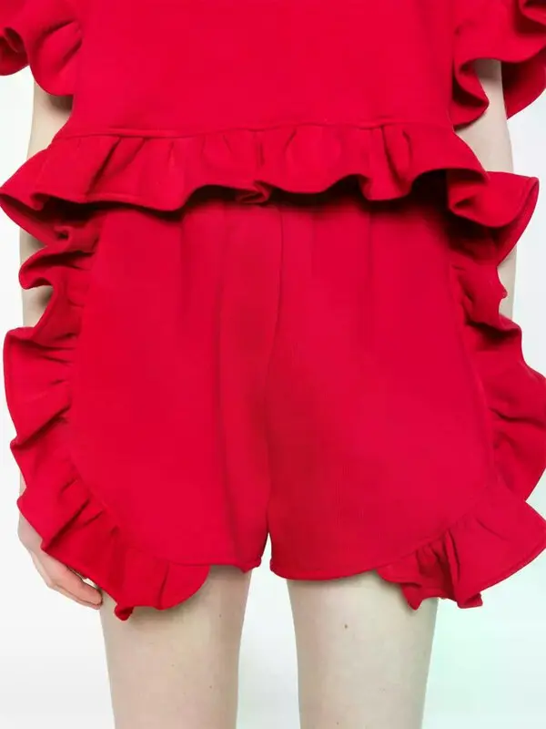 IOANA CIOLACU Peony Ruffled Jersey Shorts