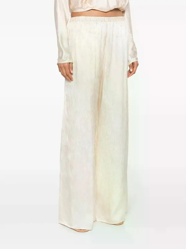 FORTE_FORTE Check-pattern Ruched-detail Satin Palazzo Pants