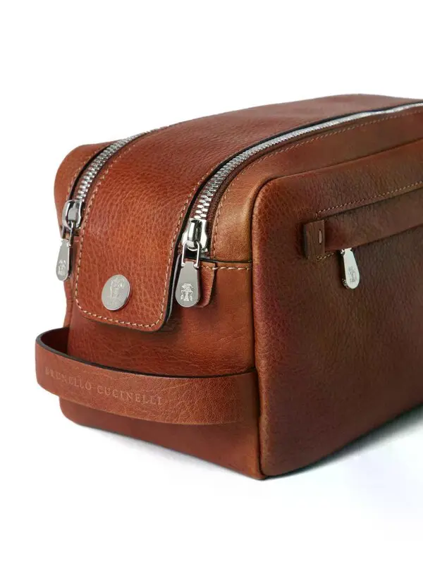 Brunello Cucinelli Grained-leather Wash Bag