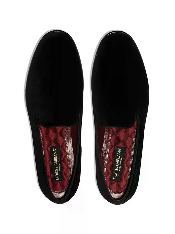 Dolce & Gabbana Leonardo Velvet Slippers - Black