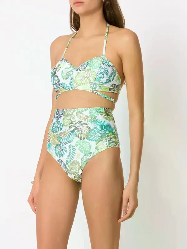 AMIR SLAMA Palm Leaf Print High-rise Bikini