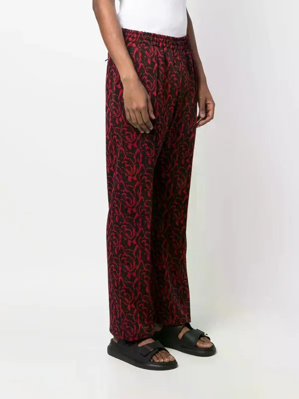 Needles Pintuck Graphic Print Trousers - Red