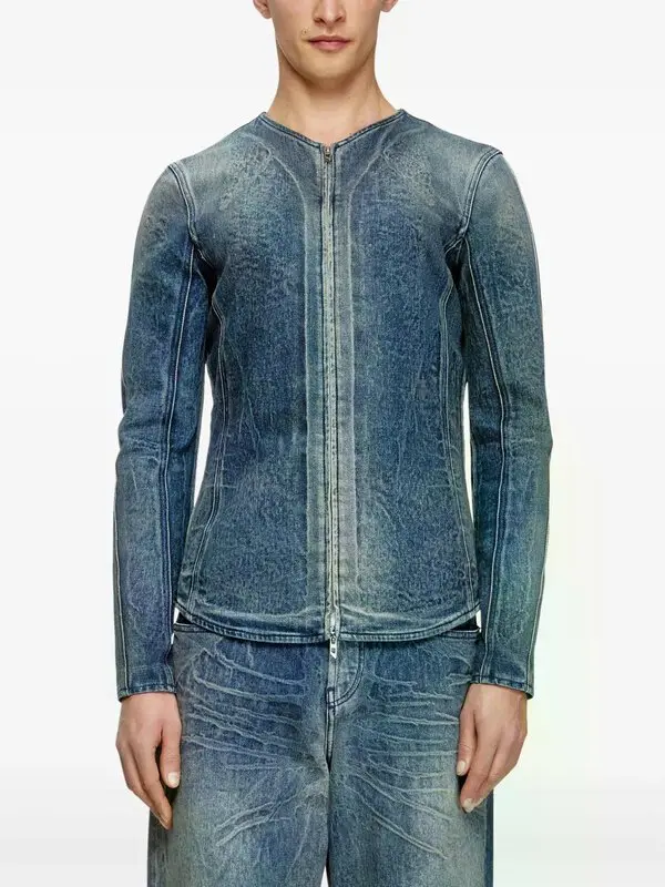 DIESEL® V-neck Jacket With Curved Hem
