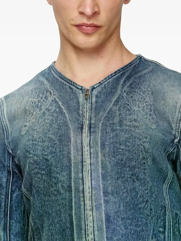DIESEL® V-neck Jacket With Curved Hem