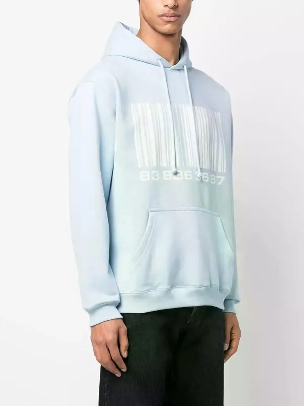 VTMNTS Barcode Print Hoodie - Blue