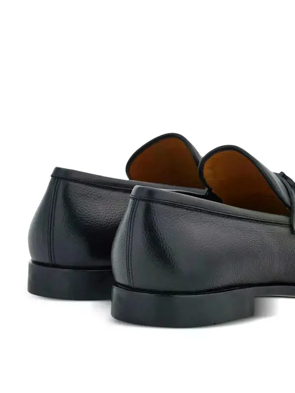 FERRAGAMO Gancini Buckle Leather Loafers - Black