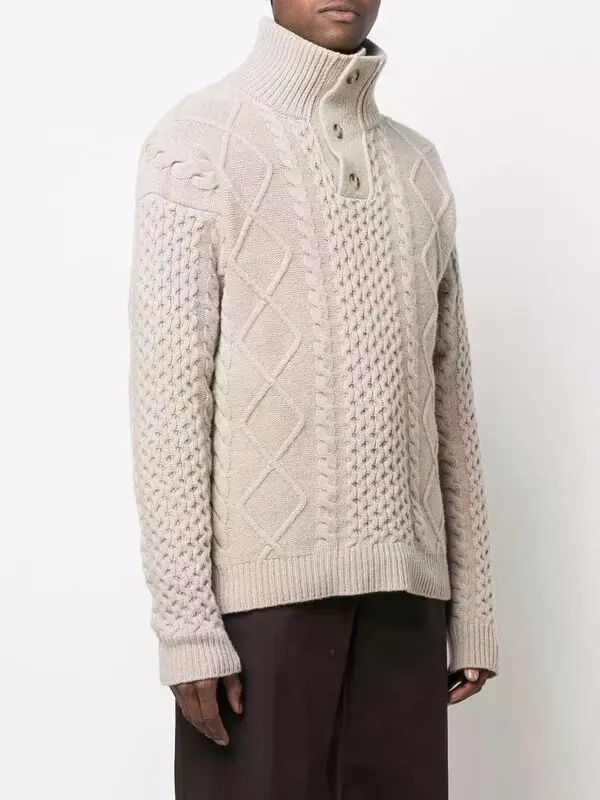 Nanushka Button-collar Cable-knit Jumper