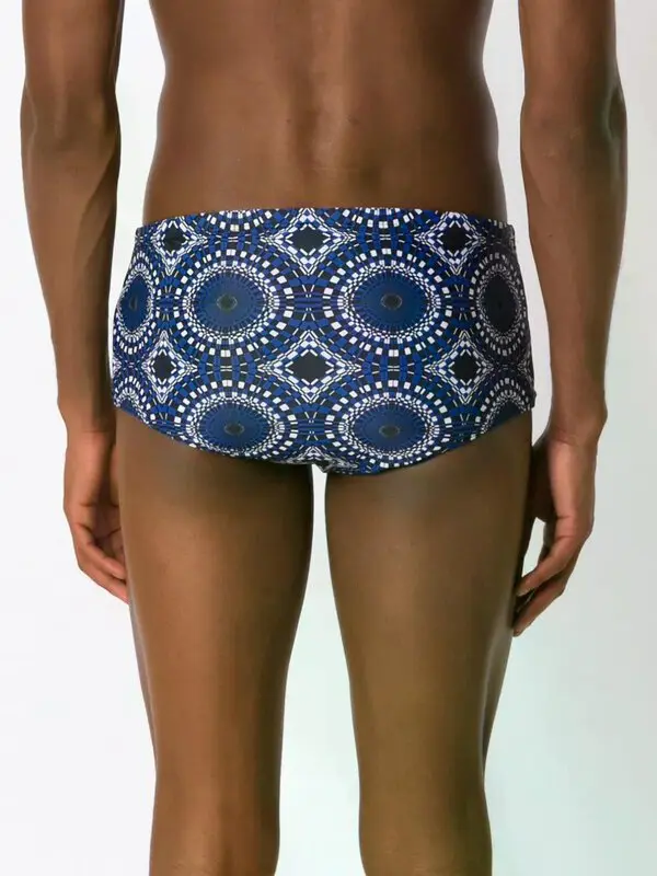 AMIR SLAMA Abstract Print Side-stripe Swimming Shorts