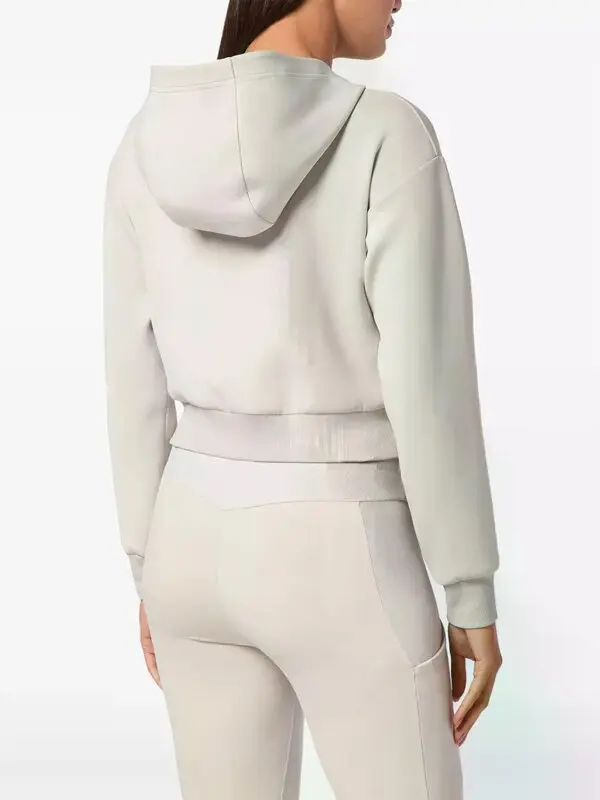 PLEIN SPORT Cropped Hoodie With Logo Plaque