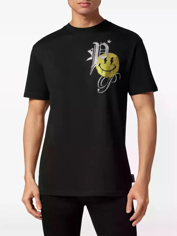 Philipp Plein Rhinestone-logo Cotton T-shirt - Black