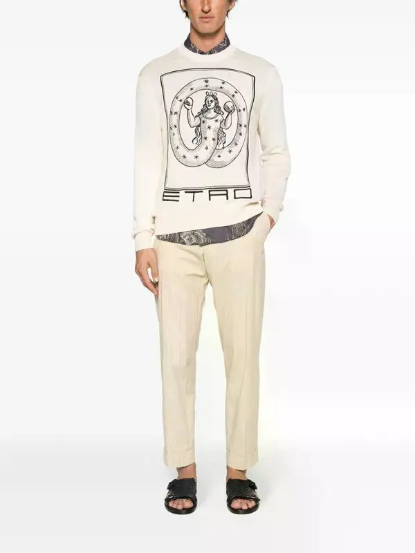 Etro Motif-embroidered Cotton Jumper - Neutrals