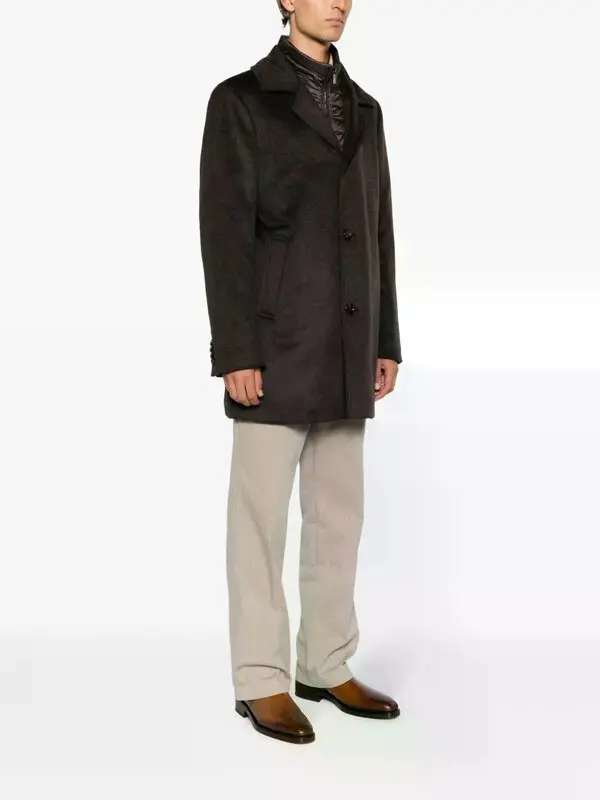 MOORER Single-breasted Peak Lapel Coat