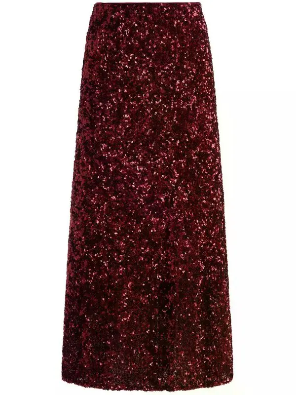 Alice + Olivia Sequin-embellished Flared Skirt