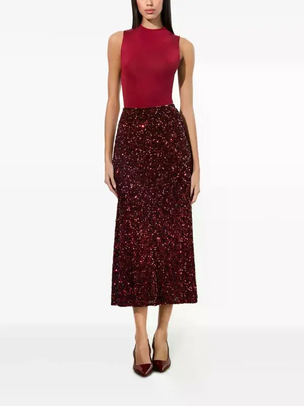 Alice + Olivia Sequin-embellished Flared Skirt