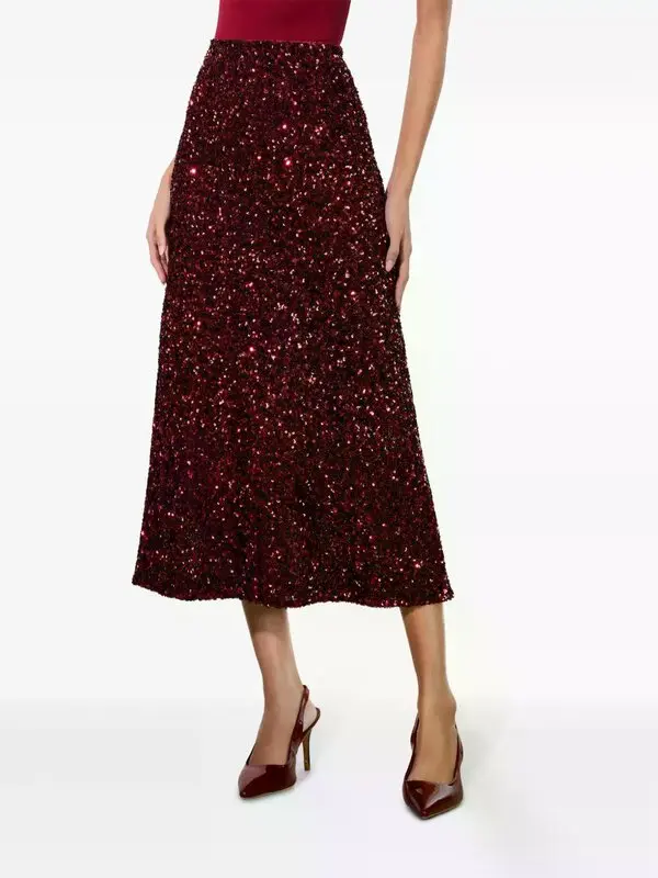 Alice + Olivia Sequin-embellished Flared Skirt