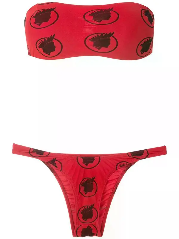 AMIR SLAMA Ndio Print Bikini Set - Red