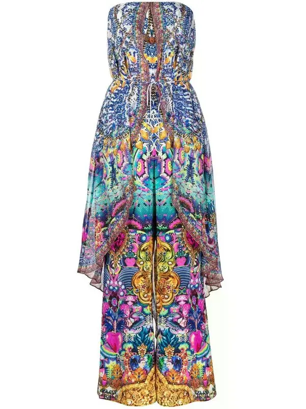 Camilla Strapless Wide Leg Jumpsuit - Blue