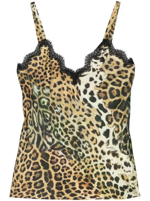 Roberto Cavalli Leopard-print Silk Top