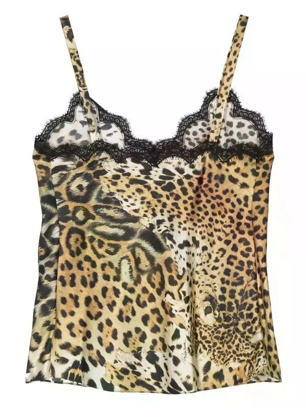 Roberto Cavalli Leopard-print Silk Top