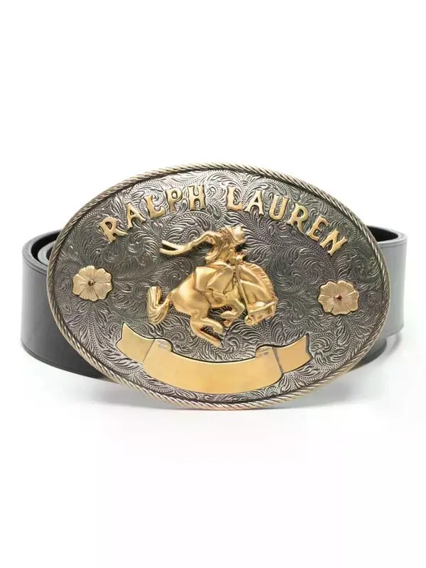 Ralph Lauren Embellished-buckle Leather Belt - Black