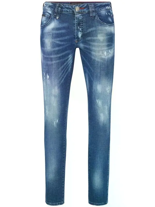 Philipp Plein Distressed Straight-leg Jeans
