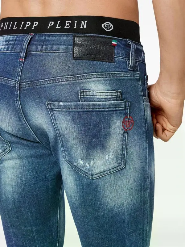 Philipp Plein Distressed Straight-leg Jeans