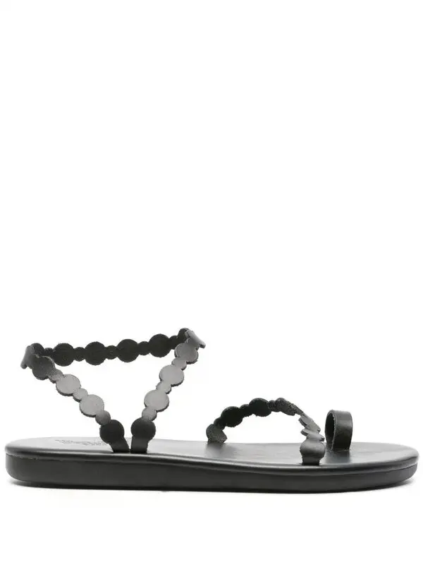 ANCIENT GREEK SANDALS Cronos Flat Leather Sandals - Black