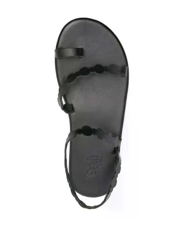 ANCIENT GREEK SANDALS Cronos Flat Leather Sandals - Black