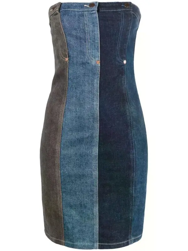 Moschino Layered-design Denim Dress - Blue
