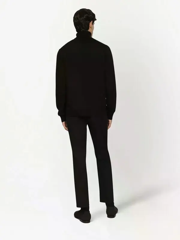 Dolce & Gabbana Logo-tag Roll-neck Wool Jumper - Black