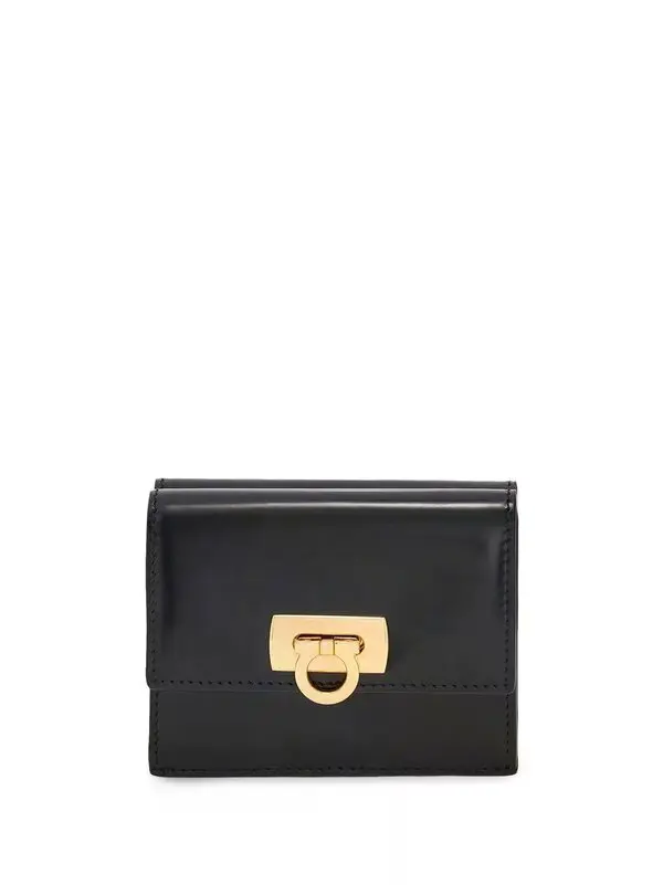 FERRAGAMO Gancini Clasp Wallet - Black