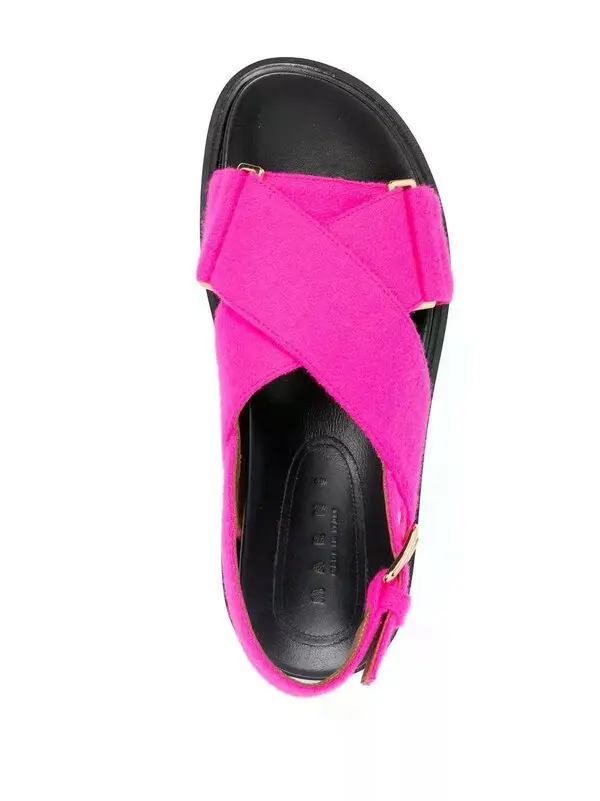 Marni Crossover-strap Leather Sandals - Pink