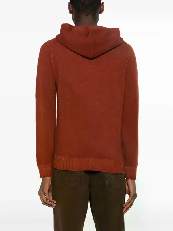 DELL'OGLIO Merino Wool-cashmere Blend Knitted Hoodie - Orange