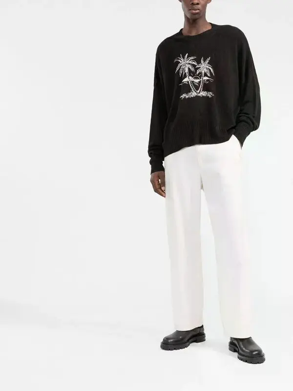 Palm Angels Palm Tree Print Linen Jumper