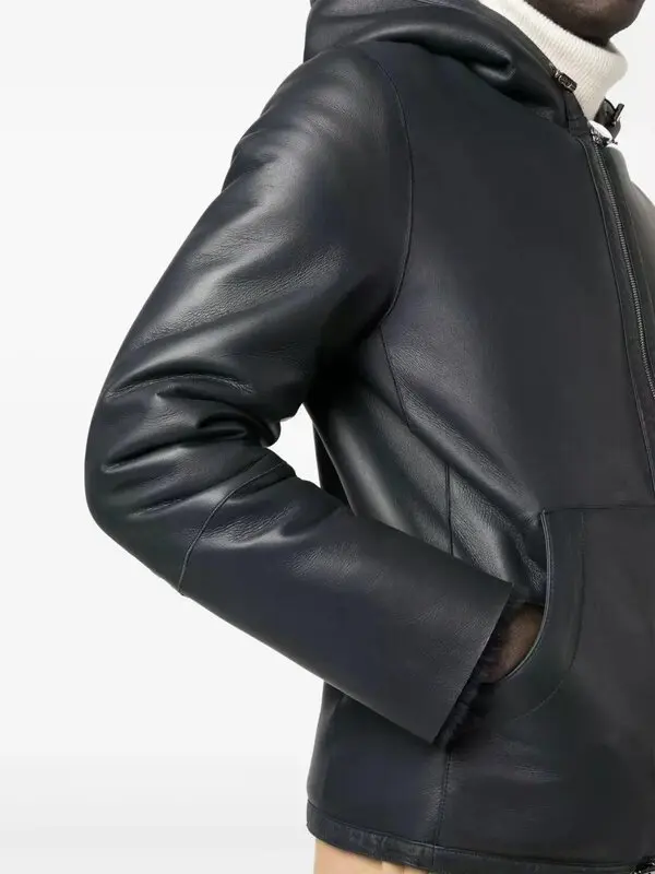 LISKA Leather Reversible Bomber Jacket