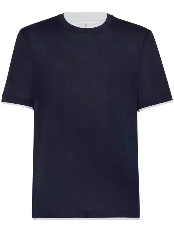 Brunello Cucinelli Layered-design Silk-blend T-shirt - Blue