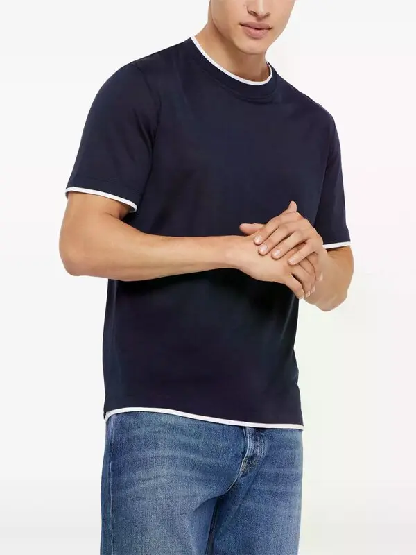 Brunello Cucinelli Layered-design Silk-blend T-shirt - Blue
