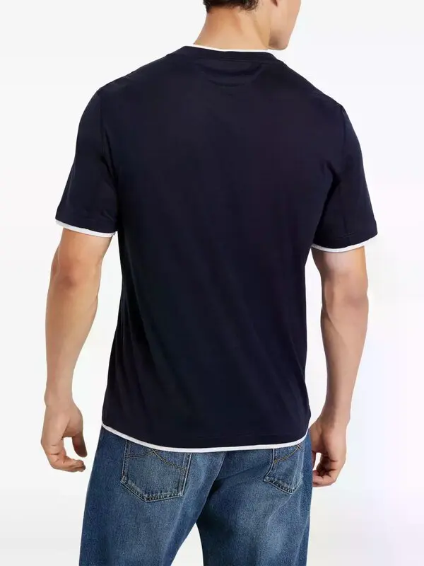 Brunello Cucinelli Layered-design Silk-blend T-shirt - Blue